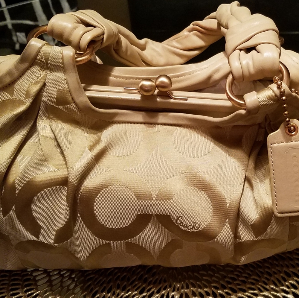 Coach Parker Op Art/Signature Satchel Shoulder Bag - Gem
